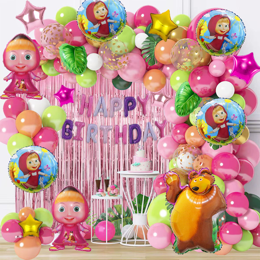 Masha & Bear Theme Birthday Party Decorations Full Set of Balloons & I ...