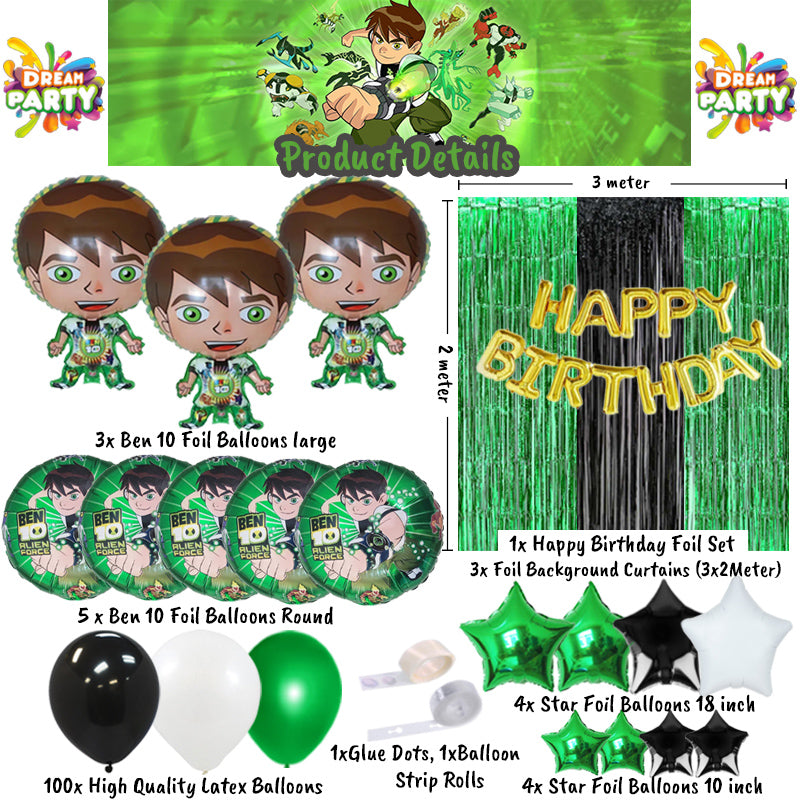 Ben 10 Theme Birthday Party Decorations Full Set of Balloons & Items ...