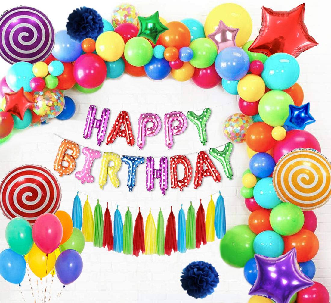 Multi Color Theme Birthday Party Decorations Full Set of Balloons ...