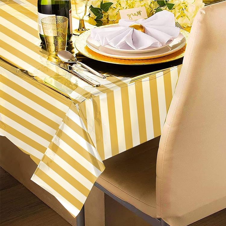 Foil Shiny Stripe Pattern Table Cover - Single Color – dreamparty.pk